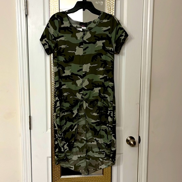 Discreet | Dresses | Army Fatigue Shirt Dress Wsplit In Front | Poshmark
